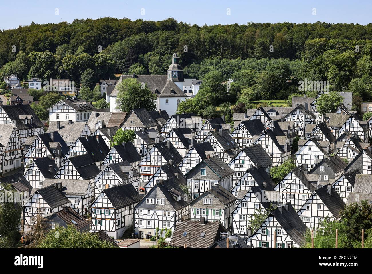 Freudenberg, Germany. 11th July, 2023. Half-timbered houses in ...