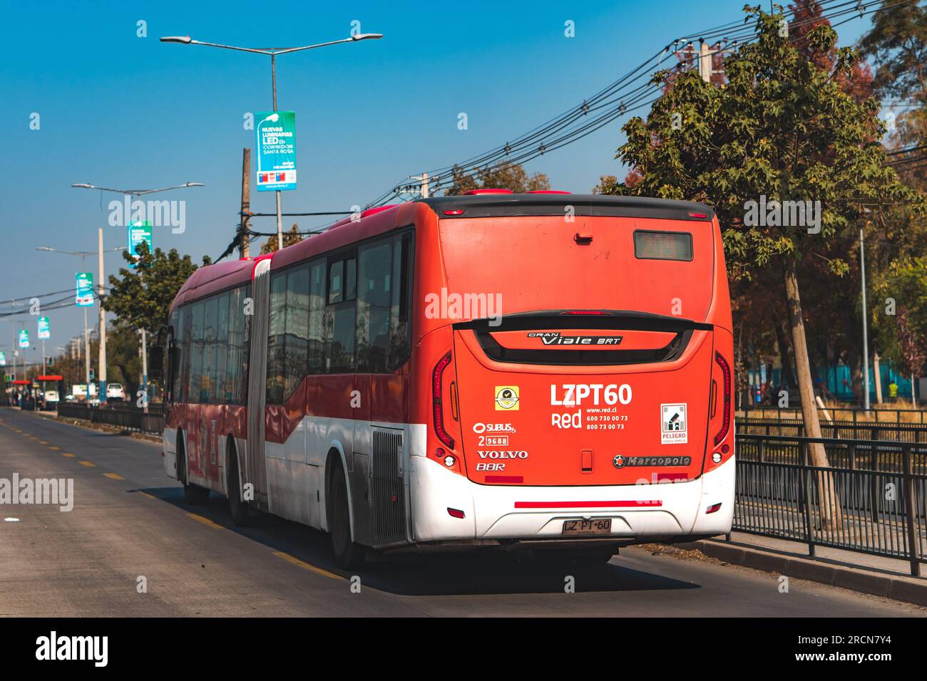Santiago, Chile - May 05 2023: A public transport Transantiago, or Red ...