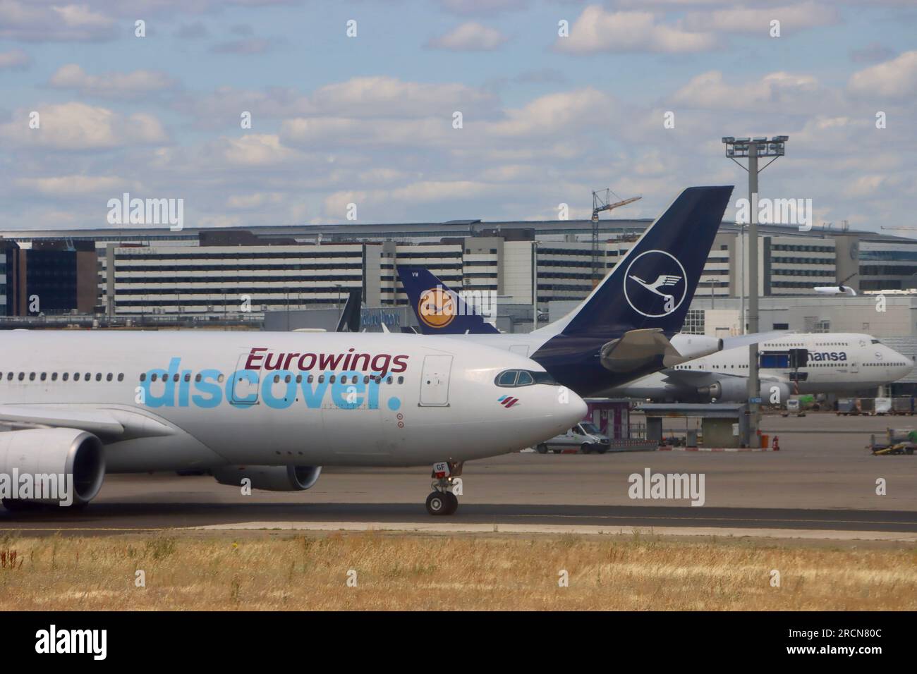 Lufthansa and Lufthansa Eurowings planes at Frankfurt airport in ...