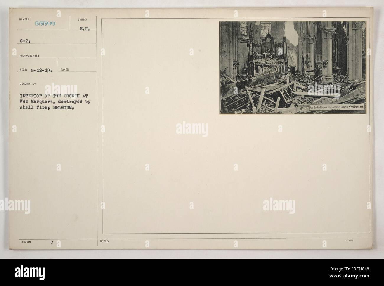 The image shows the interior of the church in Wez Marquart, Belgium ...