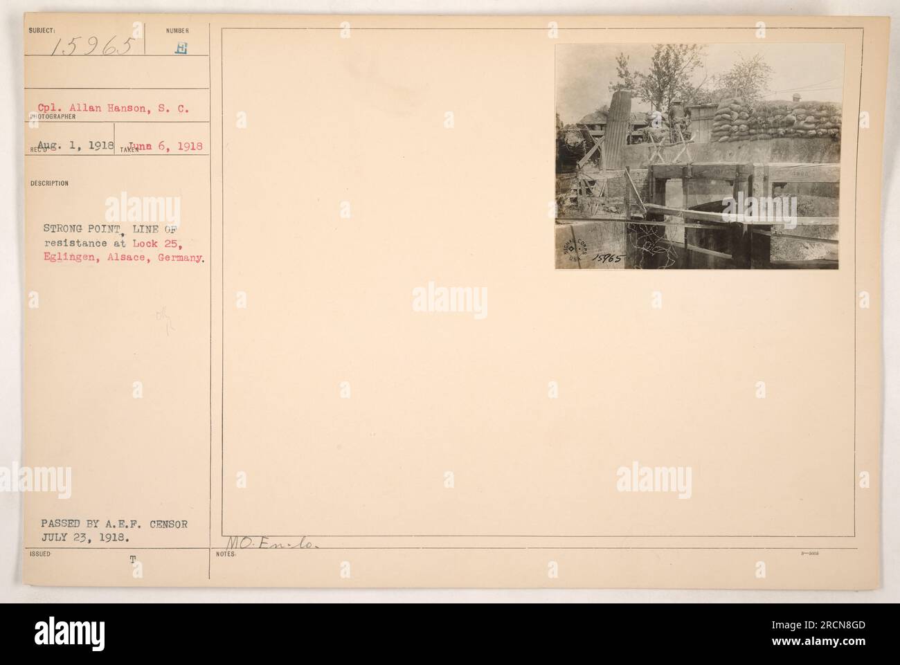 Cpl. Allan Hanson from the Signal Corps photographed a strong point at ...