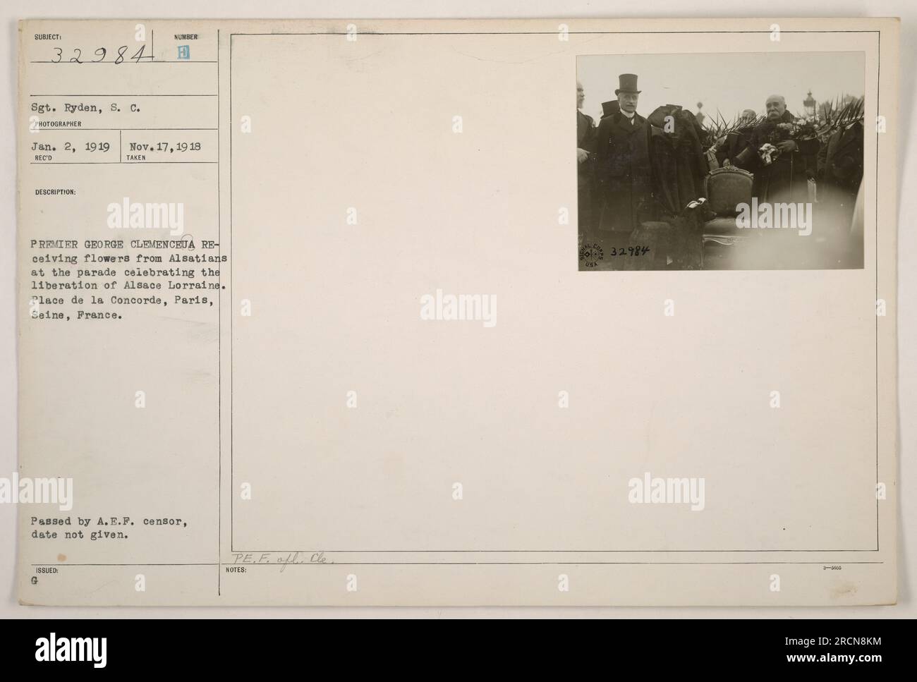 Sgt. Ryden captured this photo on Jan. 2, 1919, during a parade in ...