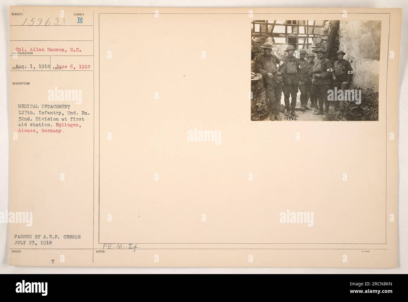 Cpl. Allan Hanson, belonging to the Medical Detachment of the 127th ...