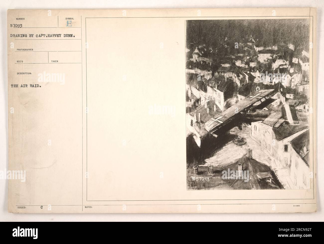 Titled "The Air Raid," this drawing was created by Captain Harvey Dunn ...