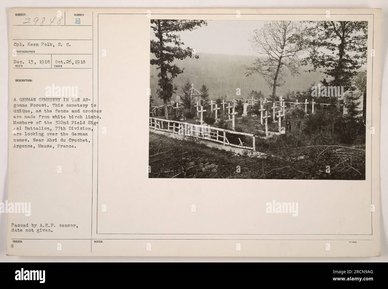 Cpl. Keen Polk, S.C. photographed a German cemetery in the Argonne ...