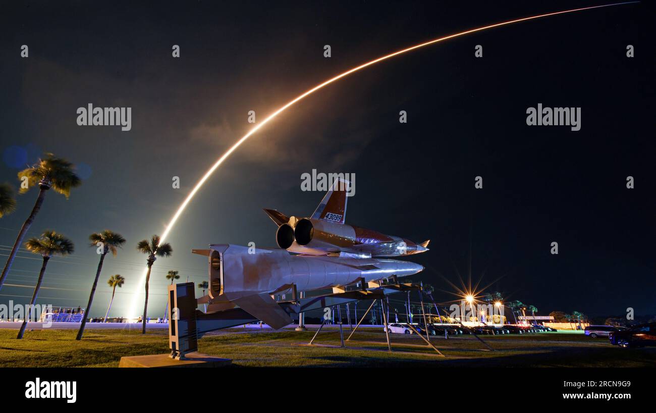 Cape Canaveral, Florida, USA. 15th July, 2023. A SpaceX Falcon 9 rocket ...