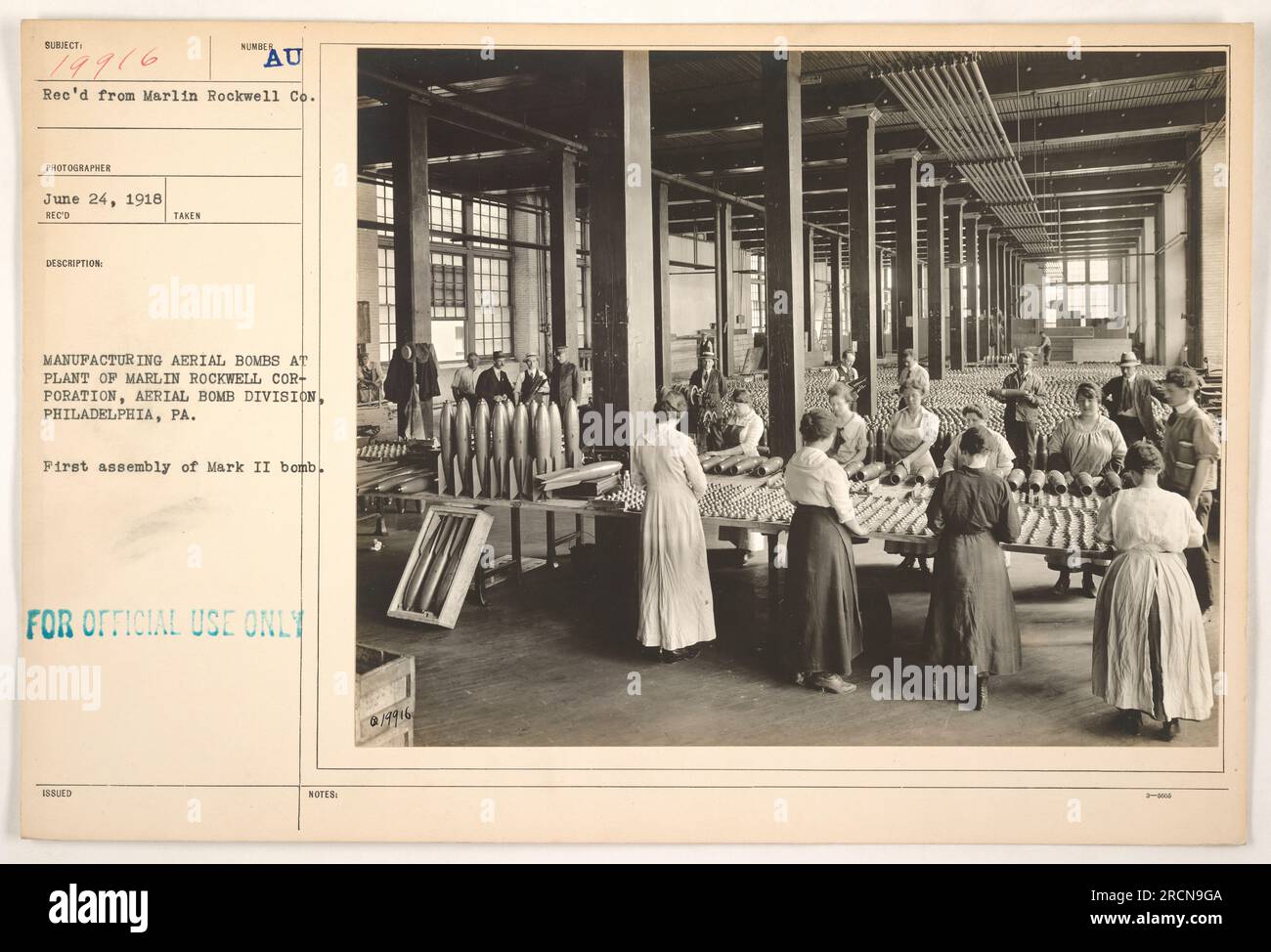 Workers assembling Mark II bombs at the Marlin Rockwell Corporation's ...