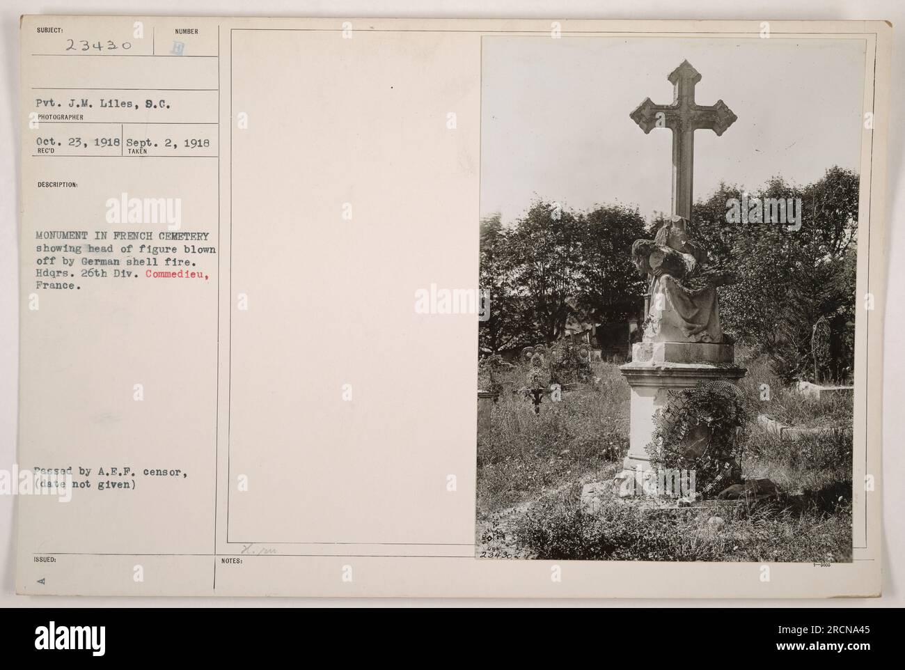 Pvt. J.M. Liles captures a heartbreaking scene in this photograph taken on Oct. 23, 1918, in ...