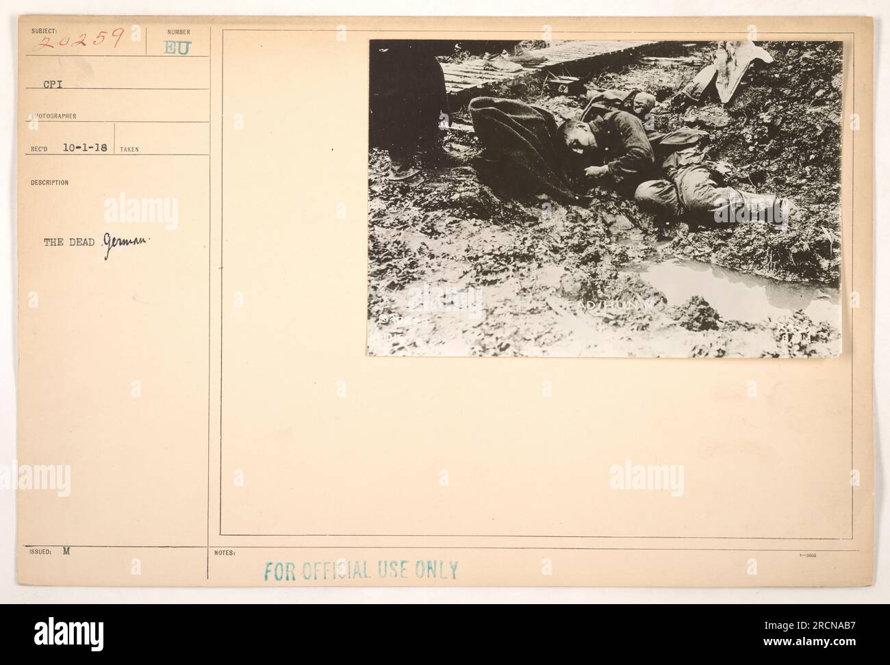 The image depicts the aftermath of a battle during World War One. The ...