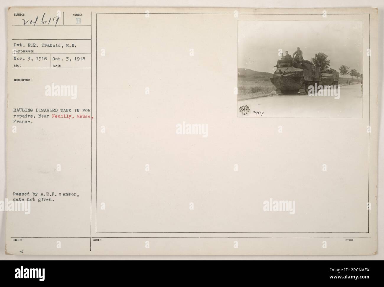 Private E. Trabold from the Signal Corps is seen in this photograph ...