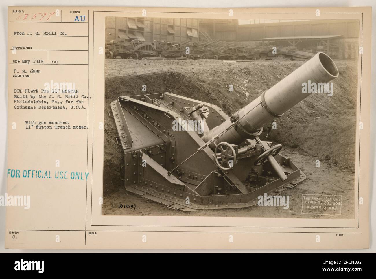 The photograph shows a bed plate for an 11" mortar, which was built by ...