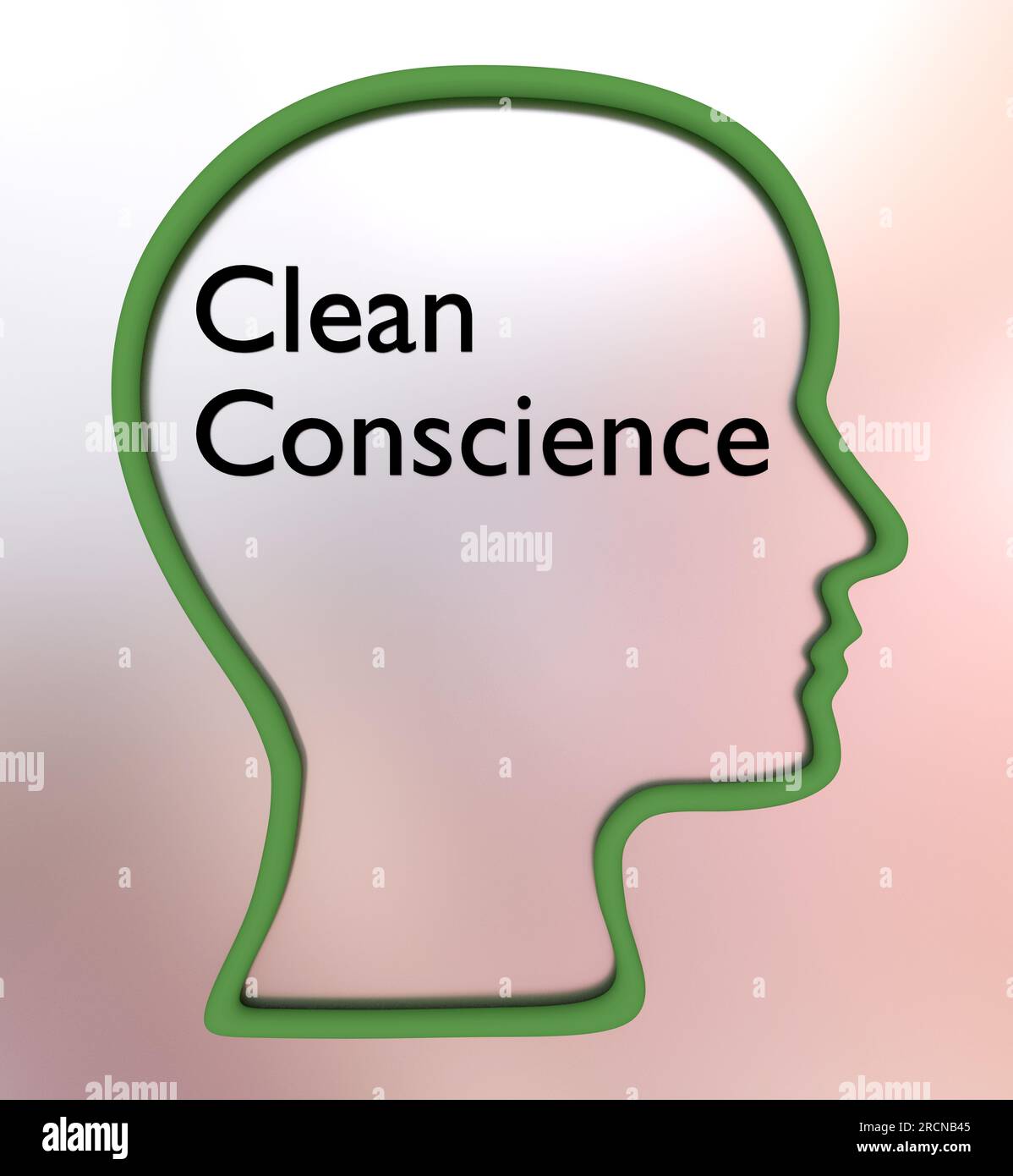 3D illustration of a green head silhouette titled as Clean Conscience ...
