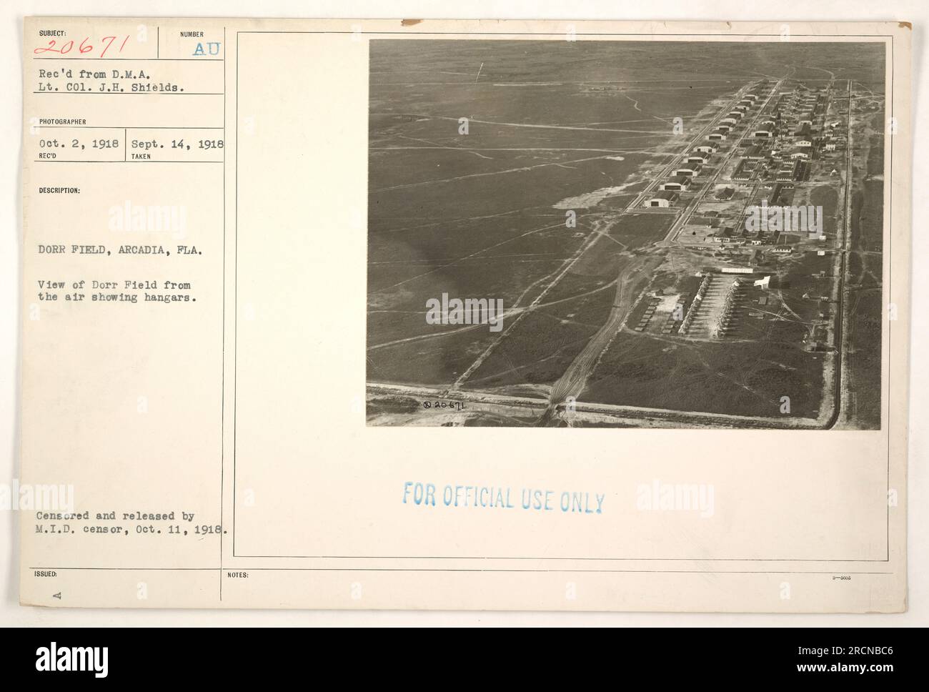 Aerial view of Dorr Field in Arcadia, Florida taken on September 14 ...