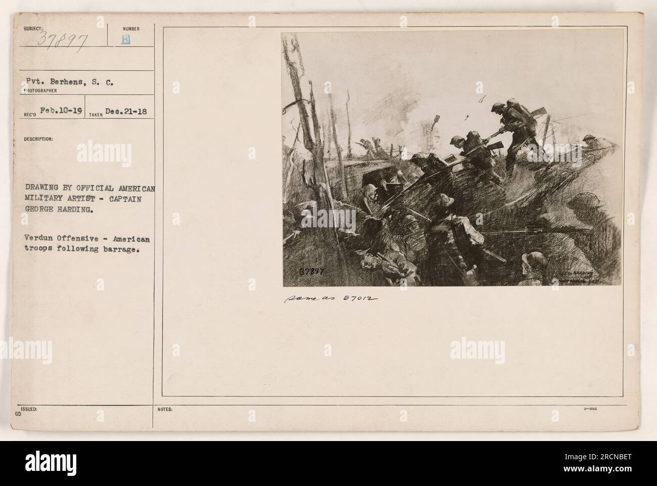 American soldiers advancing during the Verdun Offensive, following a ...