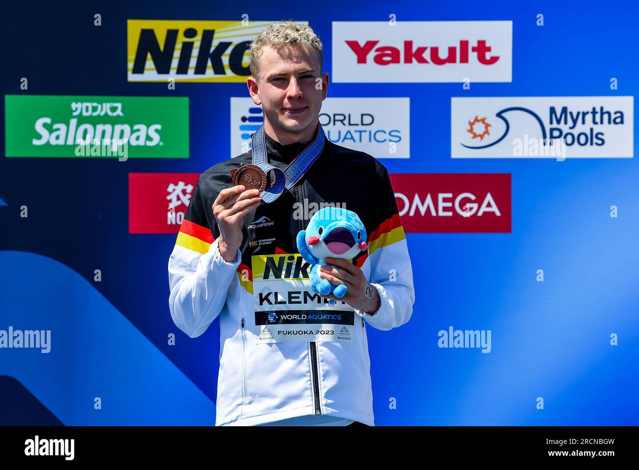 Fukuoka, Japan. 16th July, 2023. Oliver Klemet of Germany shows the ...