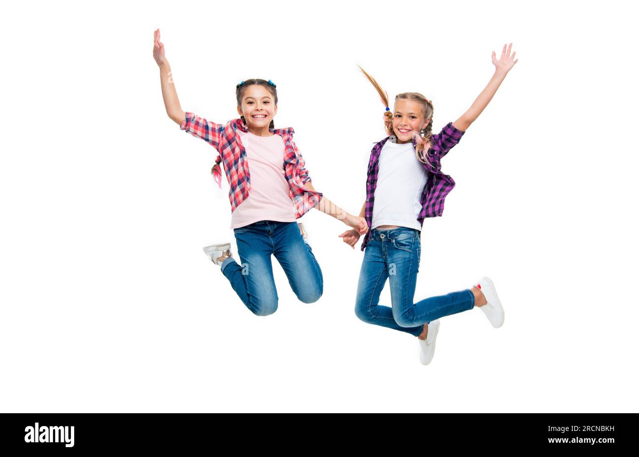 friendship of two children. happy girls sisterhood. children have fun ...