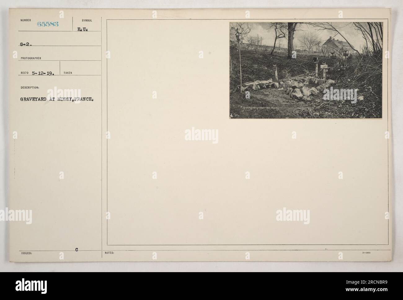War graves at Missy, France. Photo number G-2, taken on May 12, 1919 ...