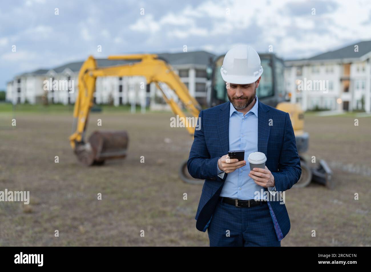 image with inspector of construction engineering at site. inspector of ...