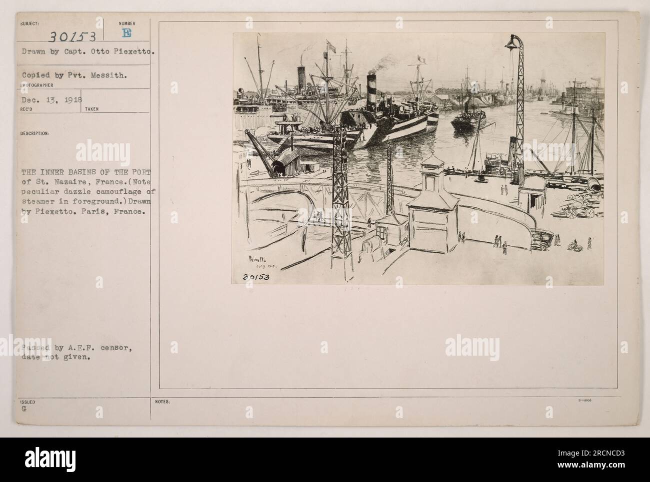 A photograph taken in December 1918 by Capt. Otto Piexetto, copied by ...