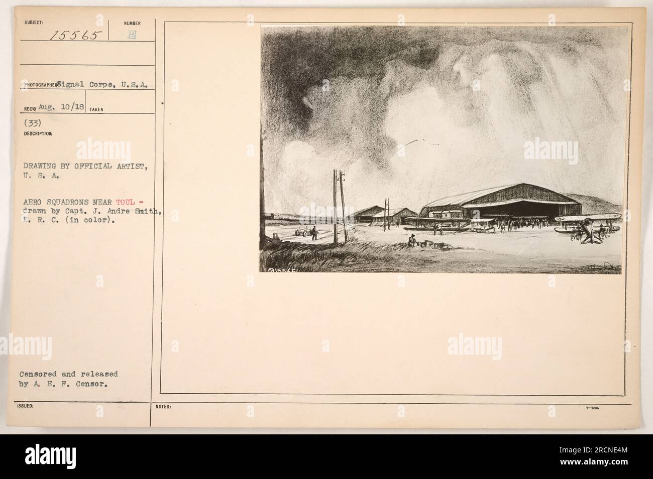 This image depicts a colored drawing by official artist Capt. J. Andre ...