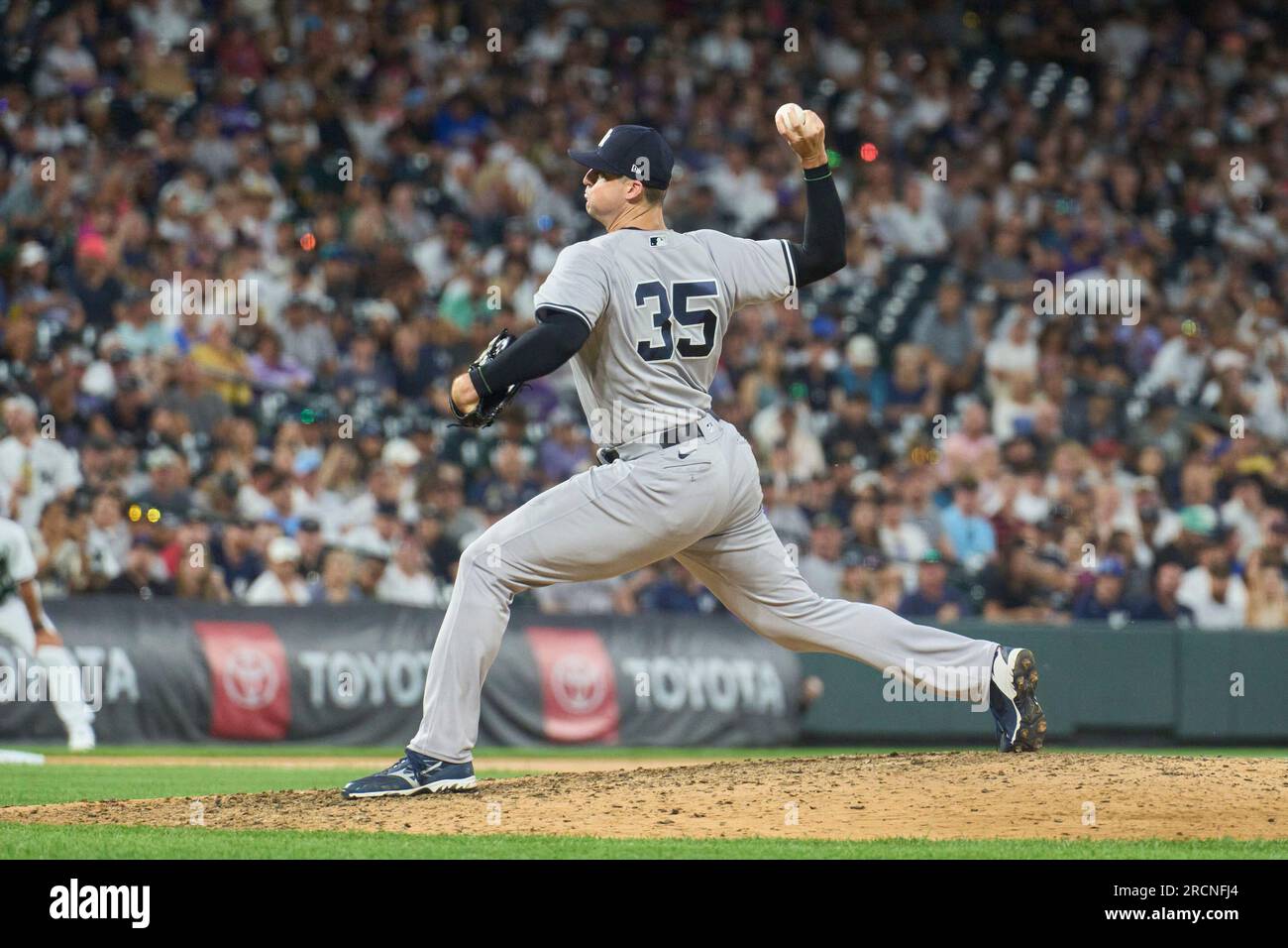 July 15 2023: New York pitcher Clay Holmes (35) throws a pitch during ...