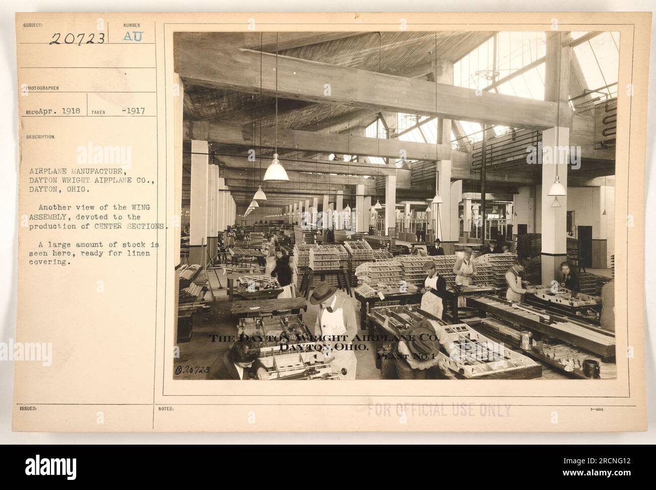 "Photograph taken in April 1918 at the Dayton Wright Airplane Co. in ...