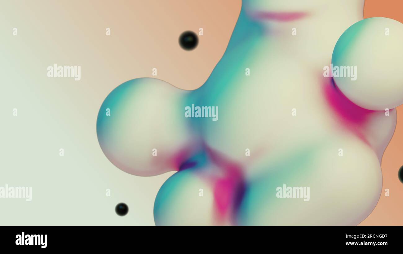 Liquid fluid dynamic abstract animated white metaball floating spheres ...