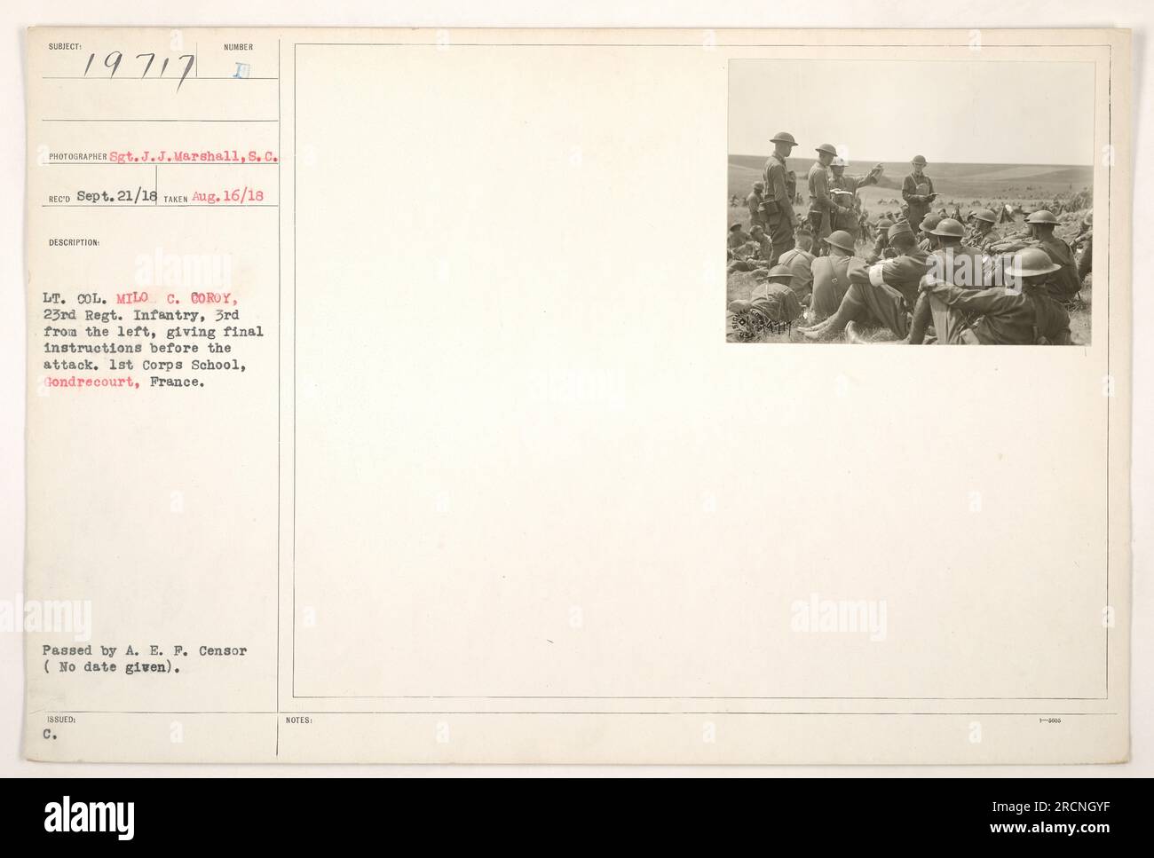 Image shows Lieutenant Colonel Milo C. Coroy, from 23rd Regiment ...