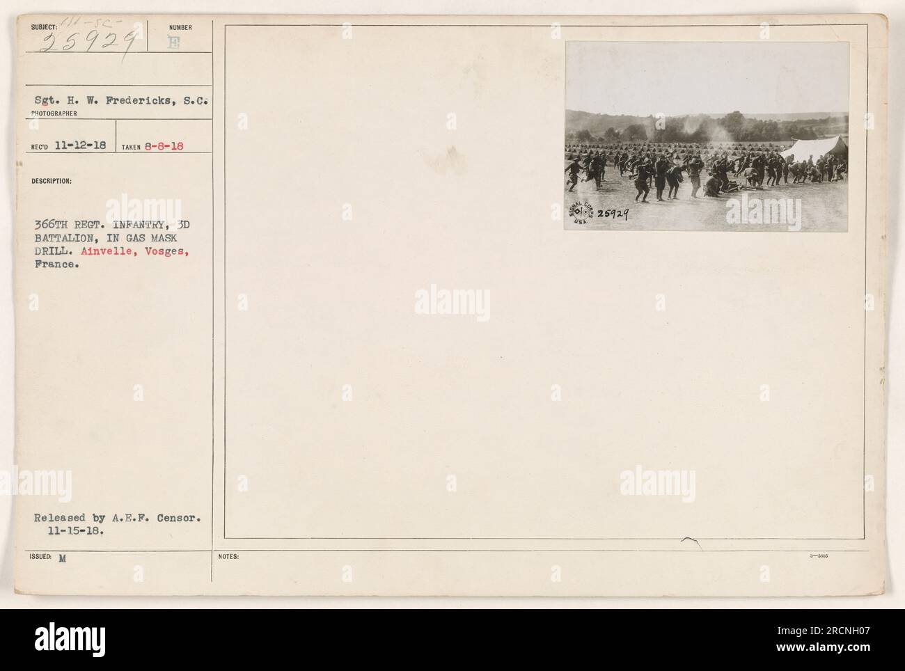 Sgt. H. W. Fredericks, S.C. photograph taken on August 8, 1918, shows ...