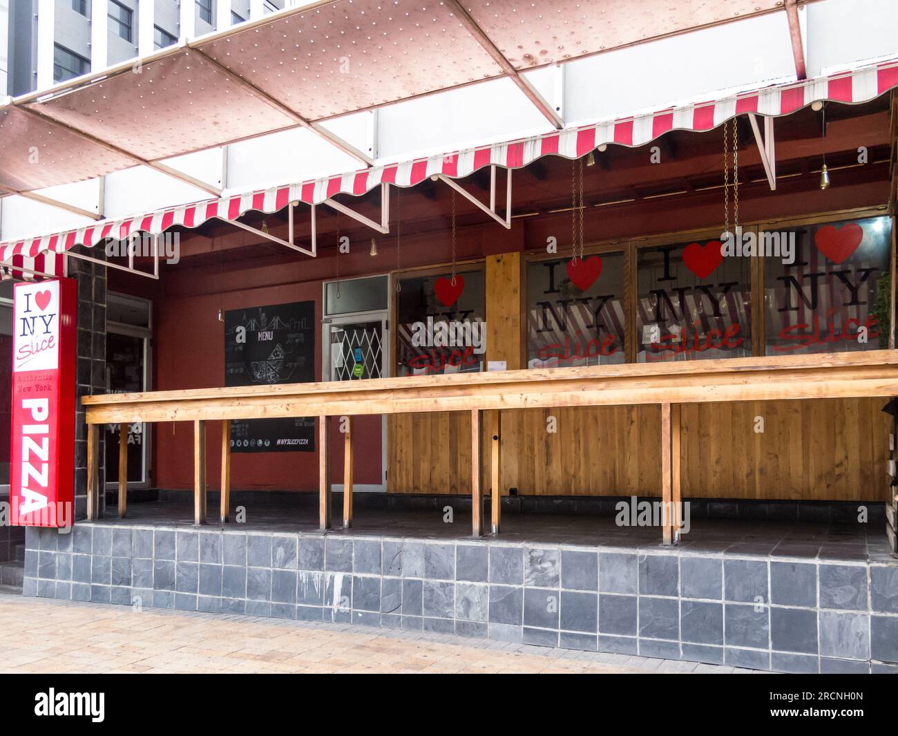 I heart NY slice pizza store or shop front which is closed for business ...