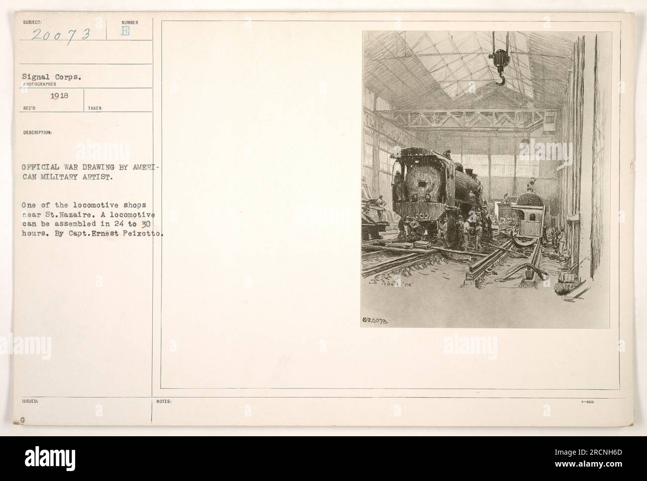 "Image of an American military locomotive shop near St. Nazaire during ...