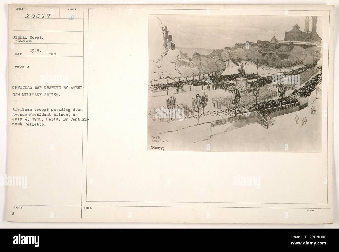 American troops marching in a 1918 parade down Avenue President Wilson ...