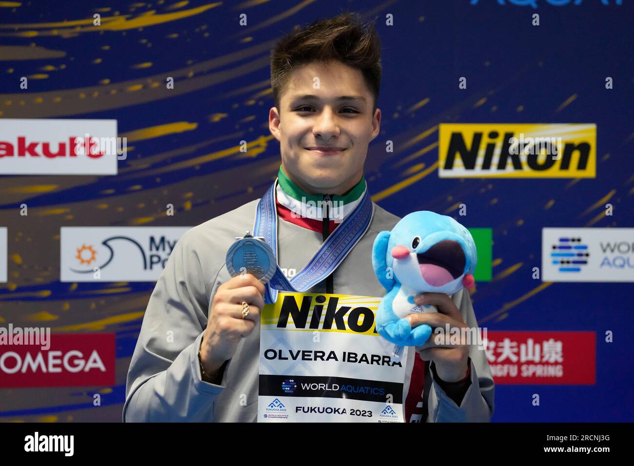 Silver medalist Osmar Olvera Ibarra of Mexico celebrates during the ...