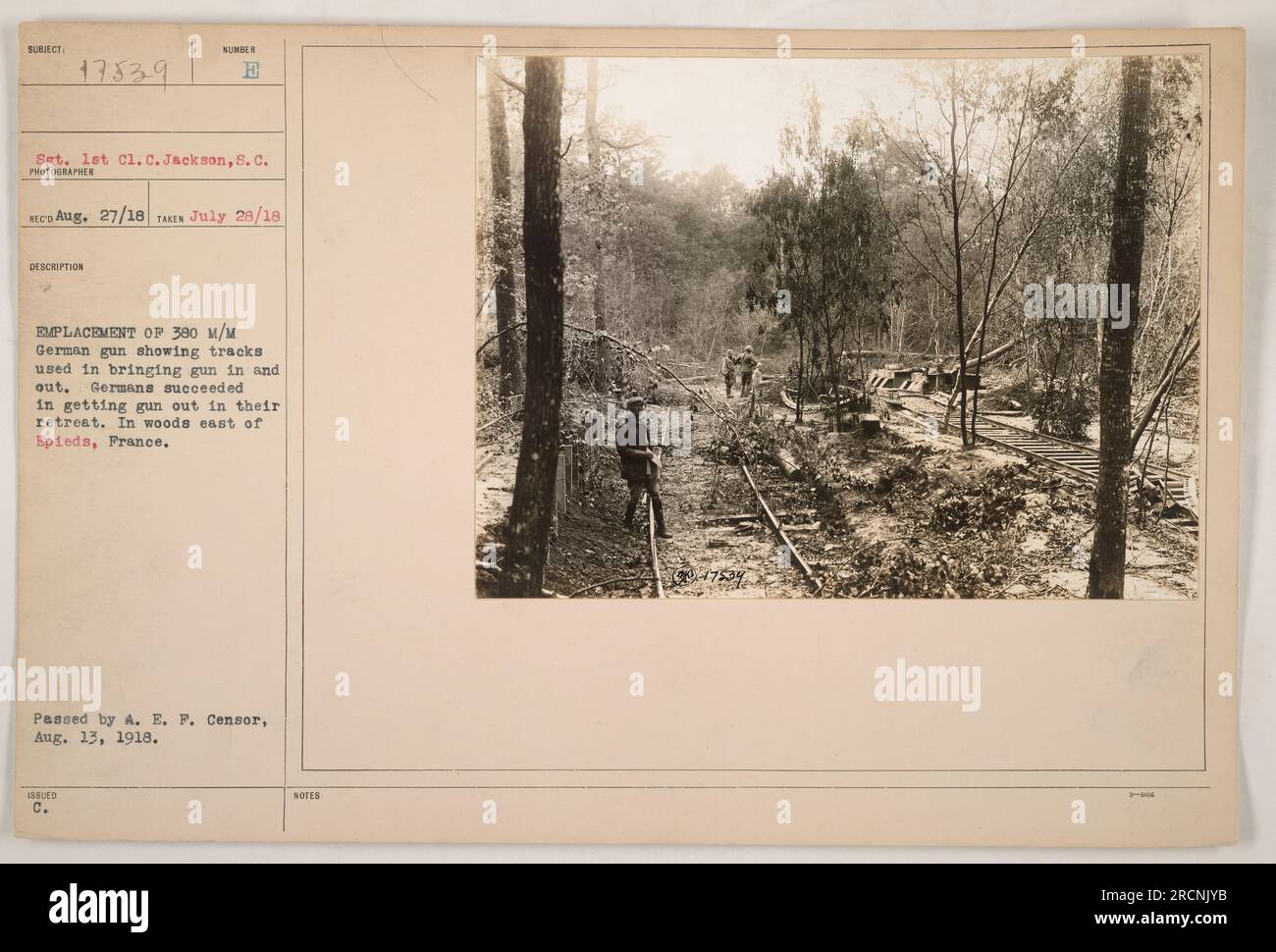 Emplacement of a 380mm German gun in the woods east of Epieds, France ...