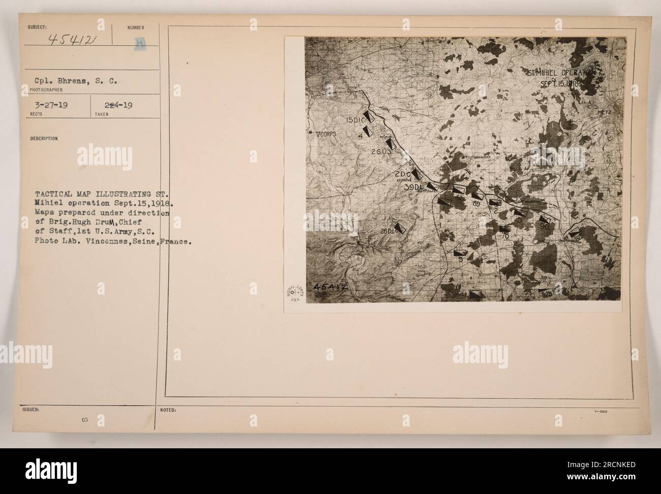Tactical map of the St. Mihiel operation on September 15, 1918. This ...