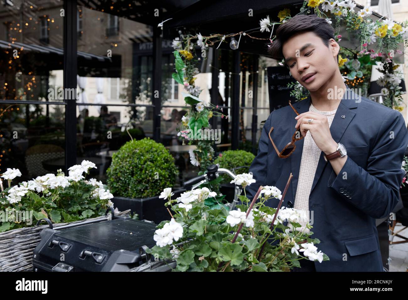 Paris, France. 15th July, 2023. Actor & model Jeremy Bellet poses ...