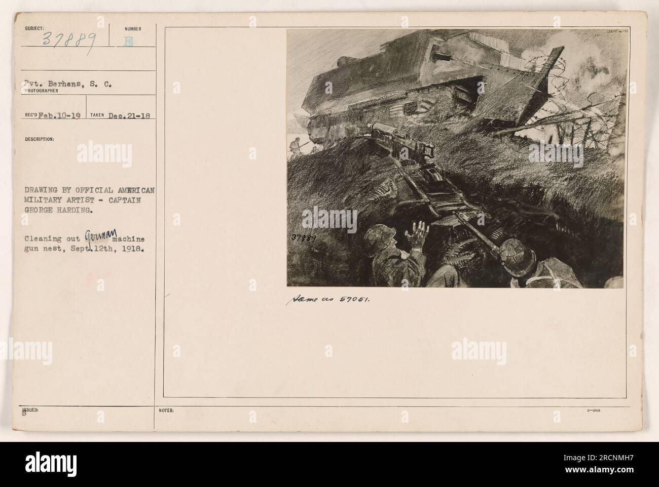 Soldier cleaning a machine gun nest on September 12th, 1918. This image ...