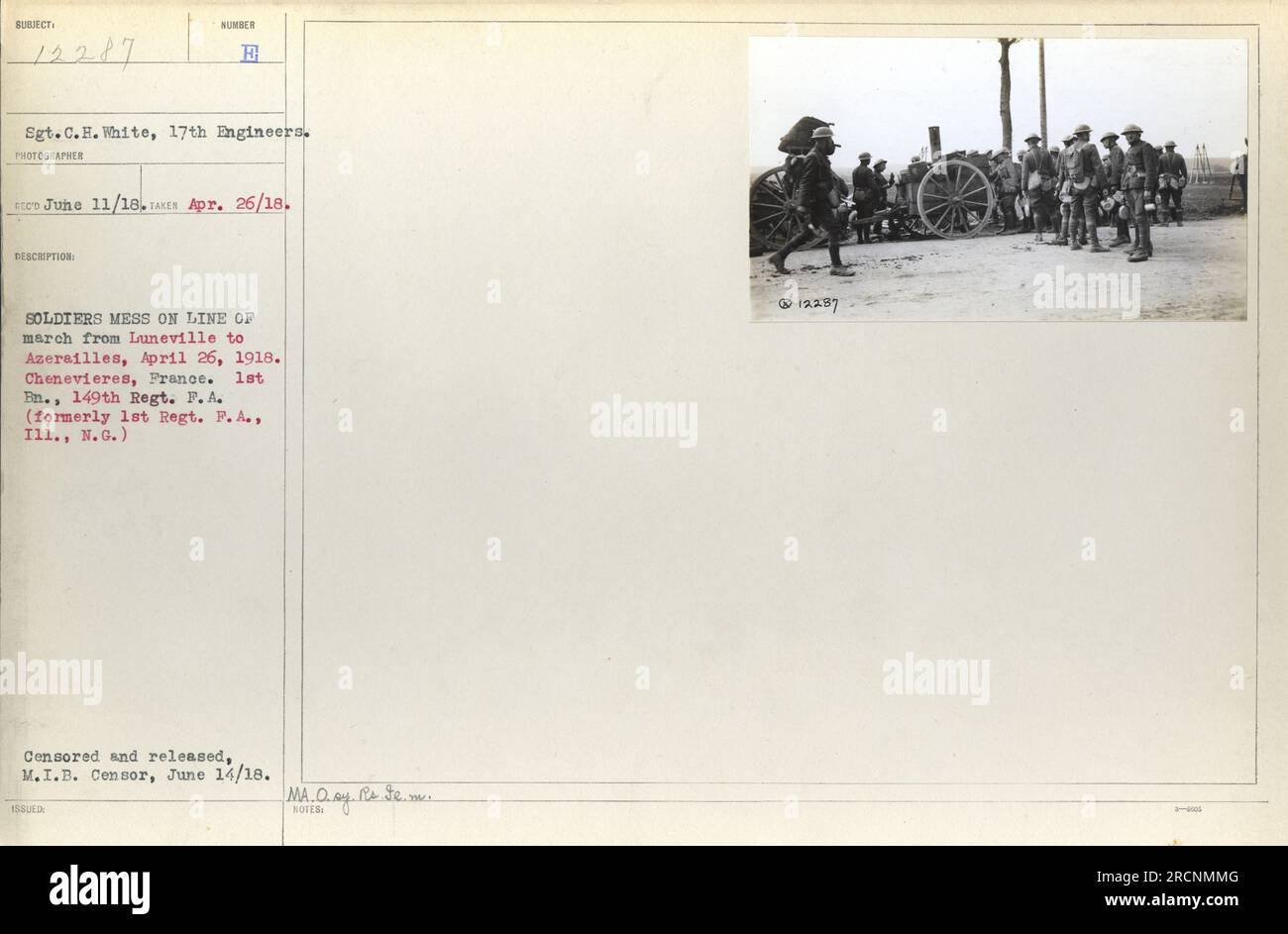 Caption: Sgt. C.H. White, from the 17th Engineers, photographed on ...