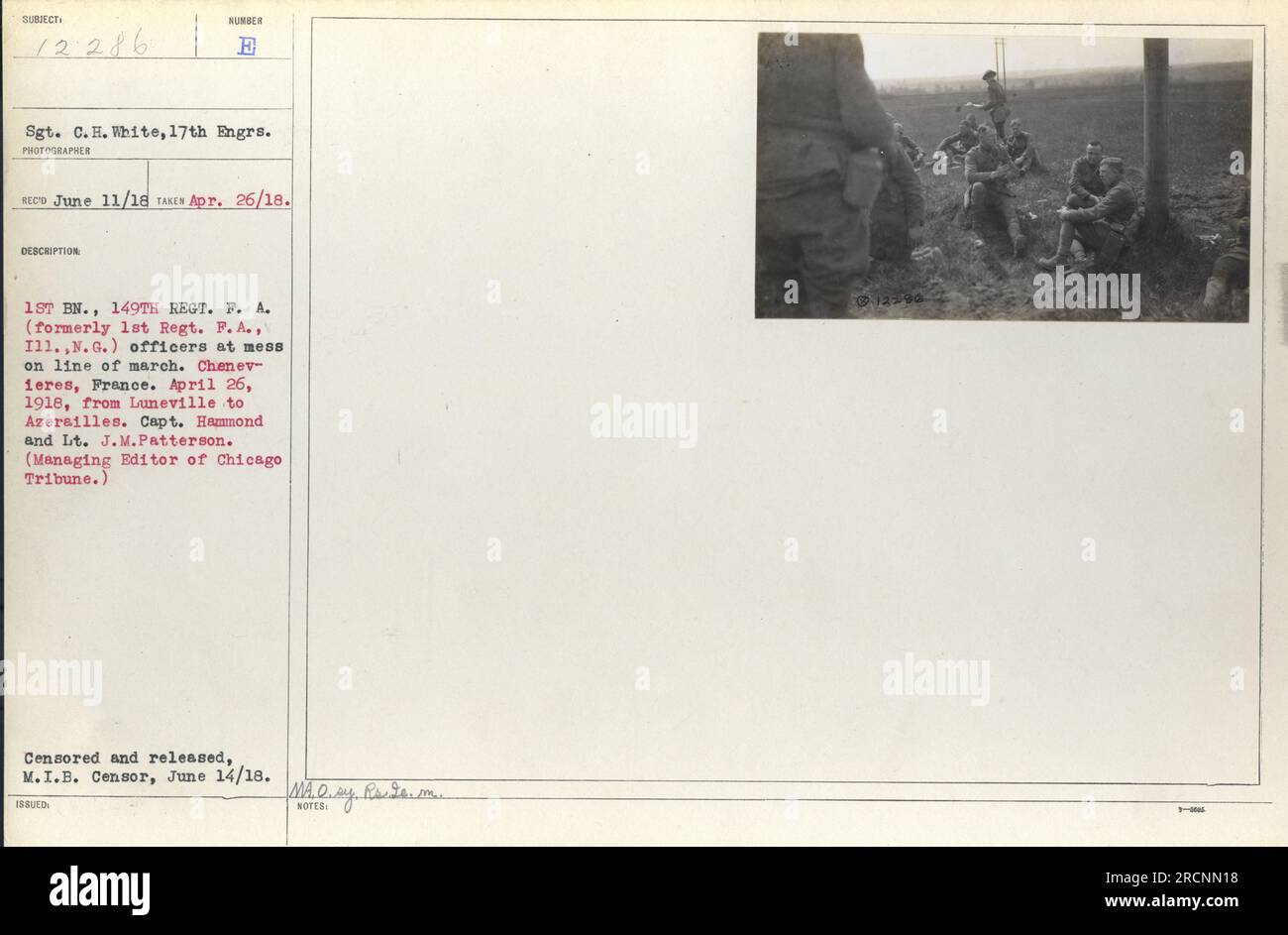 Sgt. C.H. White of the 17th Engineers took this photo on June 11, 1918 ...