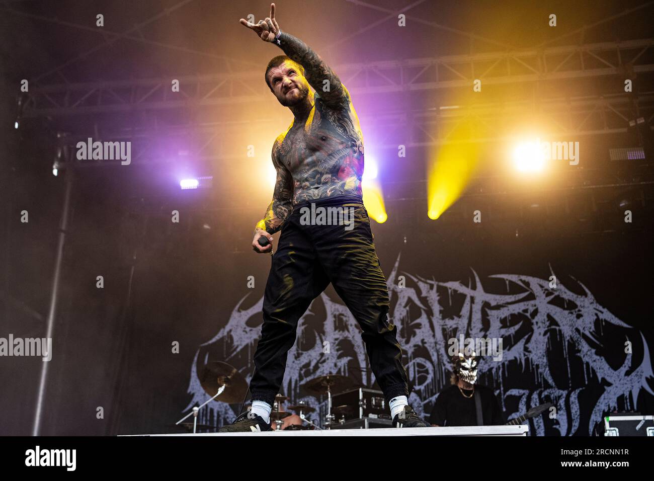 Aleksandr "Alex Terrible" Shikolai of Slaughter to Prevail performs at ...