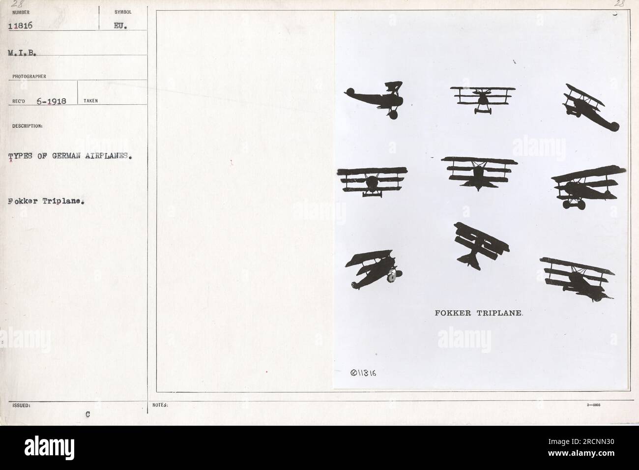 A photograph showing a Fokker Triplane, a type of German airplane ...