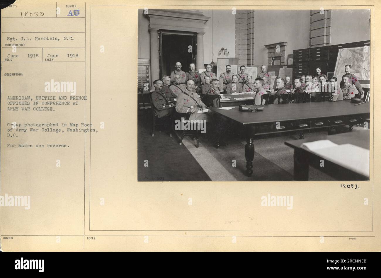 American, British, and French officers gather for a conference at the ...