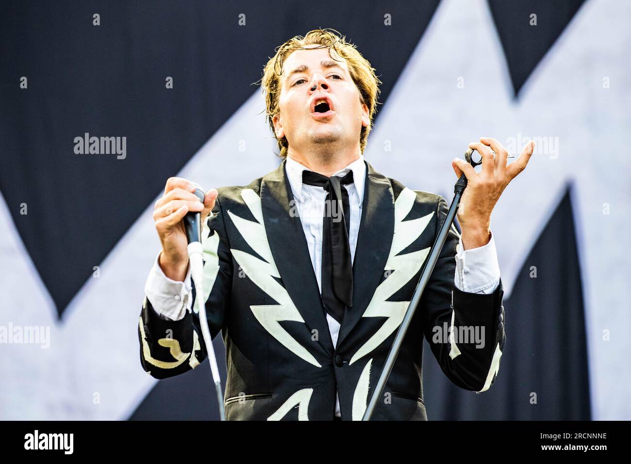 Milan, Italy. 15th July, 2023. The Swedish band THE HIVES performs live ...