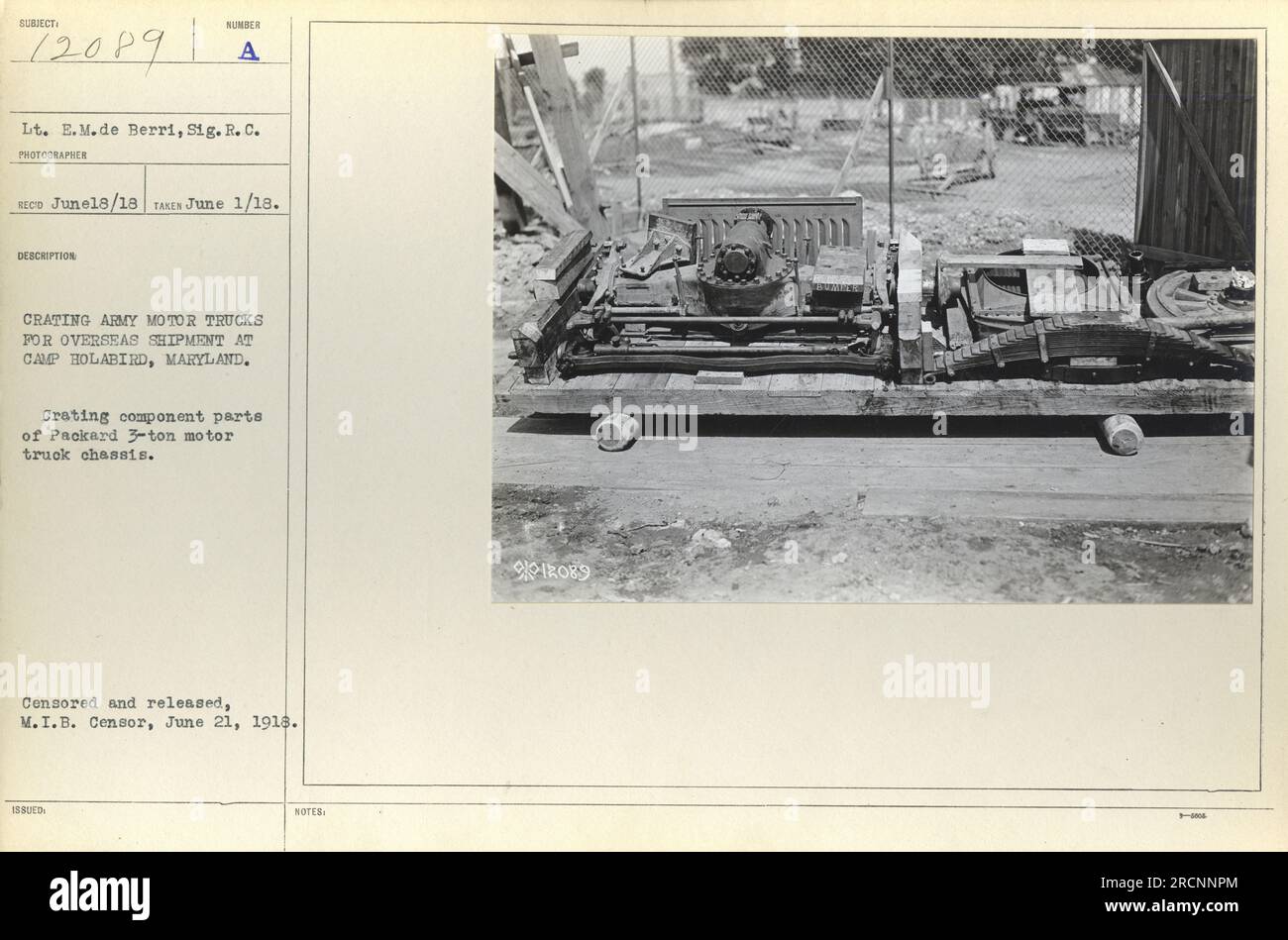 "Crating Army motor trucks for overseas shipment at Camp Holabird ...