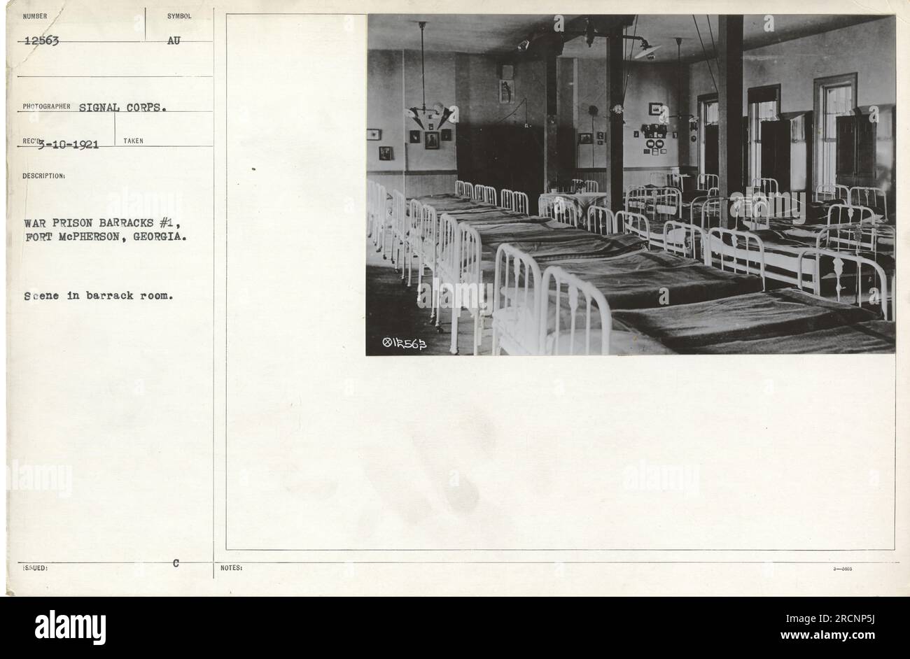 This photograph shows a scene inside Barracks # 1 at Fort McPherson ...