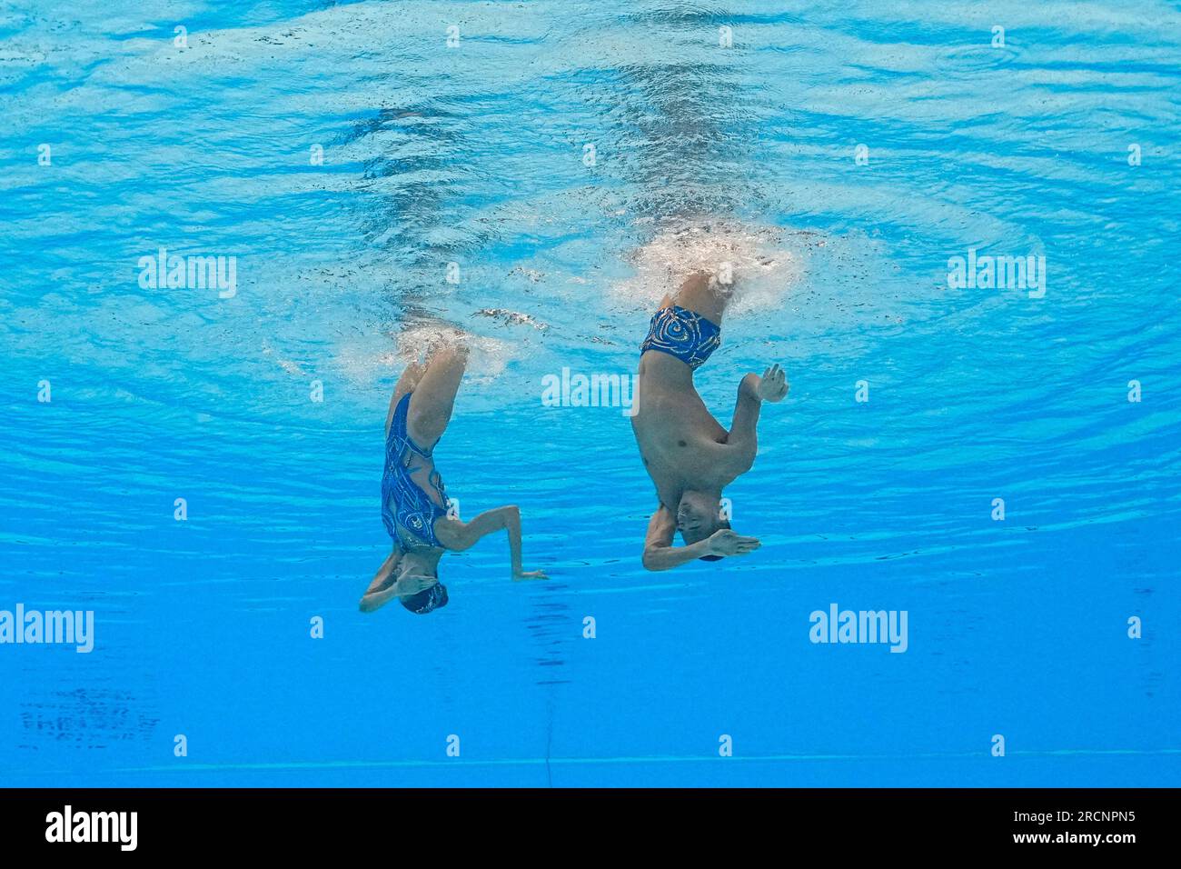 Shi Haoyu and Cheng Wentao, of China, compete in the mixed duet ...