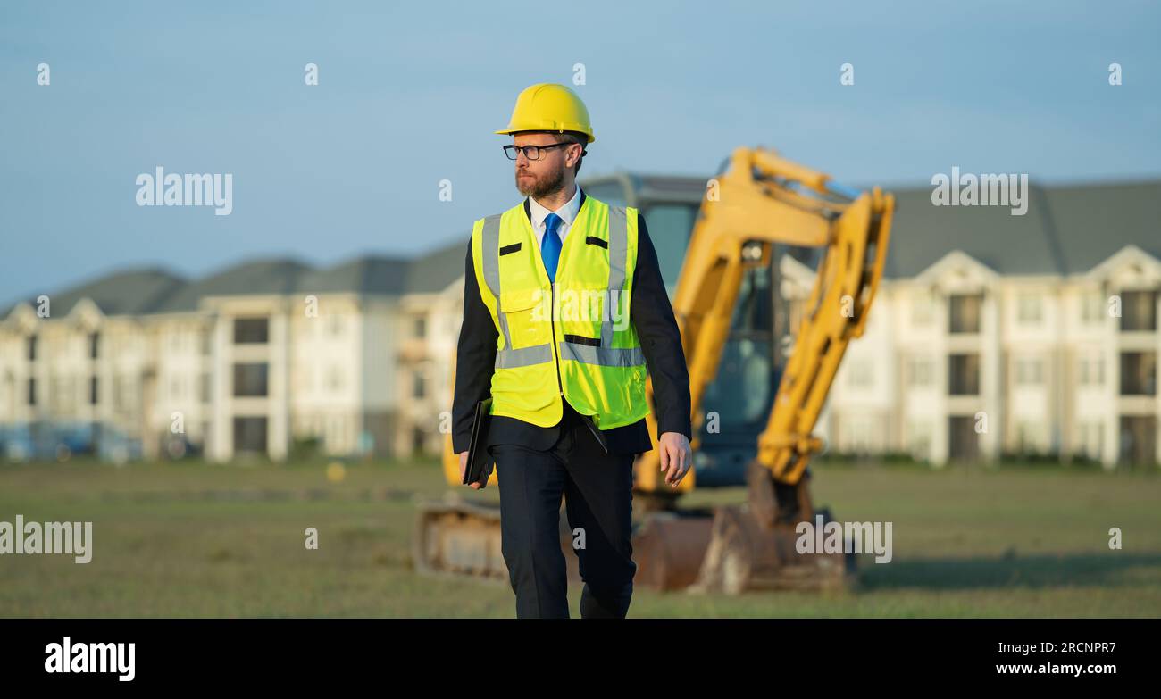 walking man of architect occupation outdoor. engineer man of architect ...