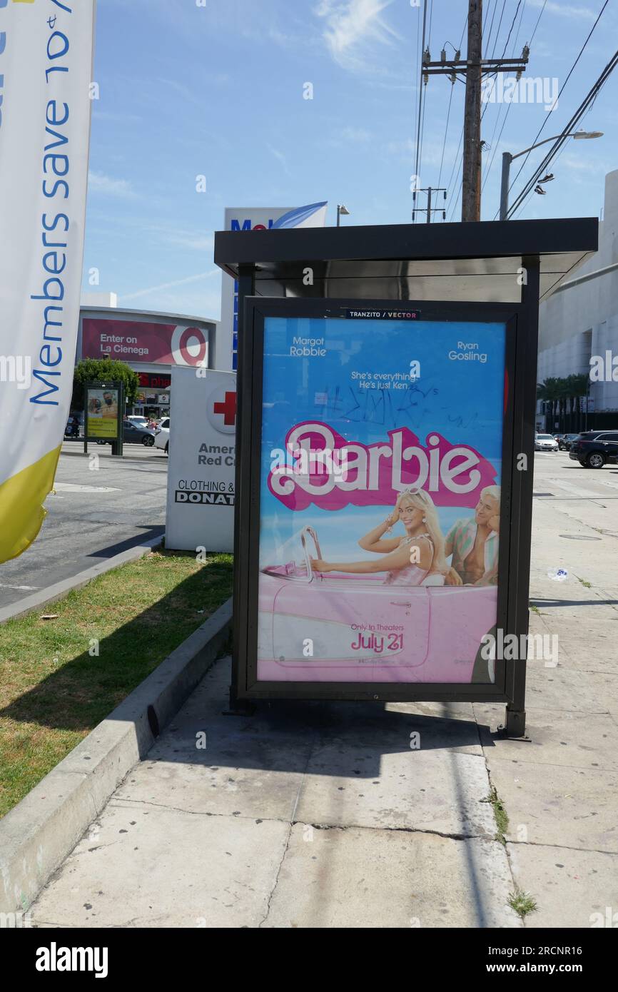Los Angeles, California, USA 15th July 2023 Barbie Bus Stop on July 15 ...