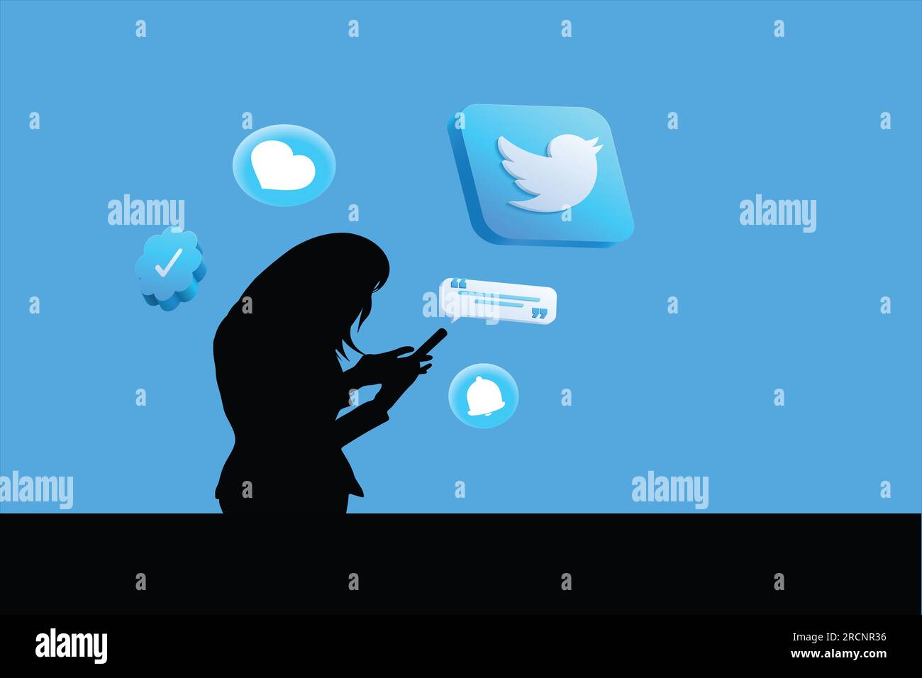 Twitter logo silhouette hi-res stock photography and images - Alamy