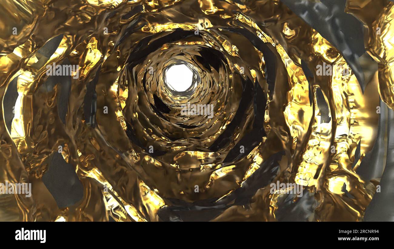 Gold tunnel Digital futuristic shinny corridor 3d render Stock Photo ...